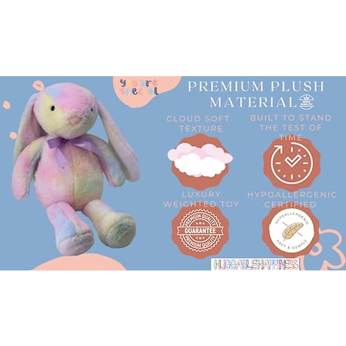 Huggable Happiness Weighted Stuffed Animals | Weighted Plush Toy for Anxiety, Calm and Comfort | Therapeutic Sensory Weighted Plushies Animal | Cute Stuffed Animals | 18in - 3lb