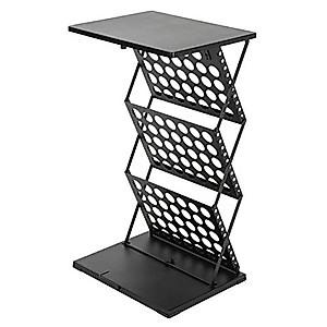 M&T Displays Foldable Counter with Perforated Literature Holder and Carrying Bag, Magazine Rack, Brochure Display Stand, Catalog Leaflet, Flier for Fair, Conference, Shows (Black, 2X(8.5x11))