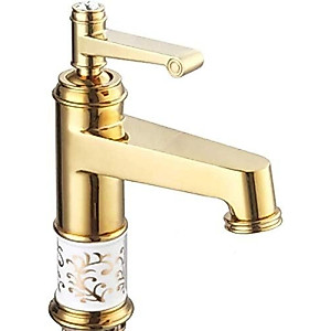 Faucet Deck Mounted Brass and Ceramic Faucet Bathroom Basin Faucet Mixer Tap Gold Sink Faucet Bath Basin Sink Faucet,Kitchen faucets