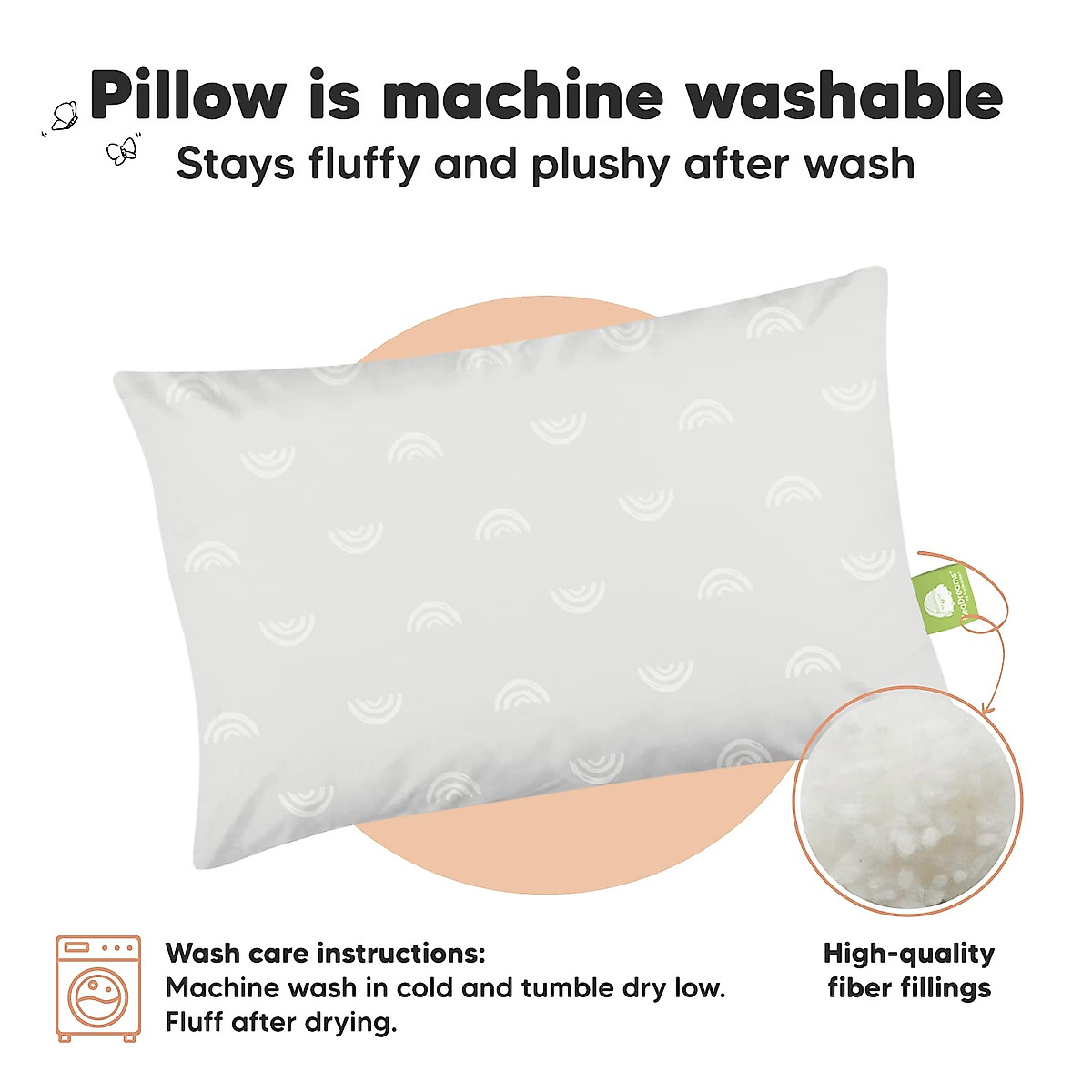 KeaBabies 2-Pack Toddler Pillow and Toddler Pillowcase for 13X18 Pillow - Soft Organic Cotton Toddler Pillows for Sleeping - Organic Toddler Pillow Case for Boy, Kids