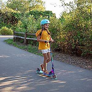 Jetson Scooters - Mars Kick Scooter (Iridescent) - Collapsible Portable Kids Push Scooter - Lightweight Folding Design with High Visibility RGB Light Up LEDs on Wheels and Deck
