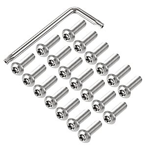 uxcell M8x25mm Torx Security Machine Screw, 20pcs Pan Head Screws Inside Column, with T40 L-Type Wrench, 304 Stainless Steel Fasteners Bolts