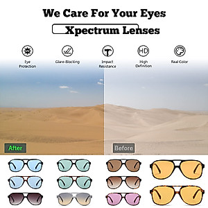 Xpectrum Big 70s Retro Clear Yellow Sunglasses for Men Women Vintage Trendy Sun Glasses (Yellow/Orange)