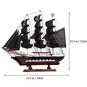 IMIKEYA 1Pc Wooden Pirate Ship Model Sailboat Vessel Model Sailing Ship Boat Home Decor
