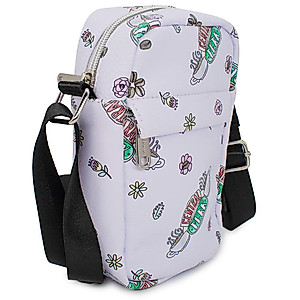 Buckle Down Friends Bag, Crossbody, Central Perk Logo & Flowers, White, Vegan Leather