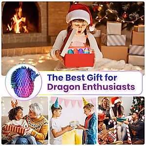 4PCS 3D Printed Easter Dragon Egg - Perfect Basket Essentials Stuffers, Prefilled Easter Eggs Filled with Toys, Articulated Crystal Dragon Fidget Toy Surprise 3D Printed Animals for Kid (4-Piece-C)