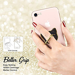 Cellphone Ring Holder Finger Kickstand (2 Pack) - ifab 360° Rotation/Sturdy/Reusable/Grip/Stand/ Universal - Compatible with All Smartphones - Cat Black