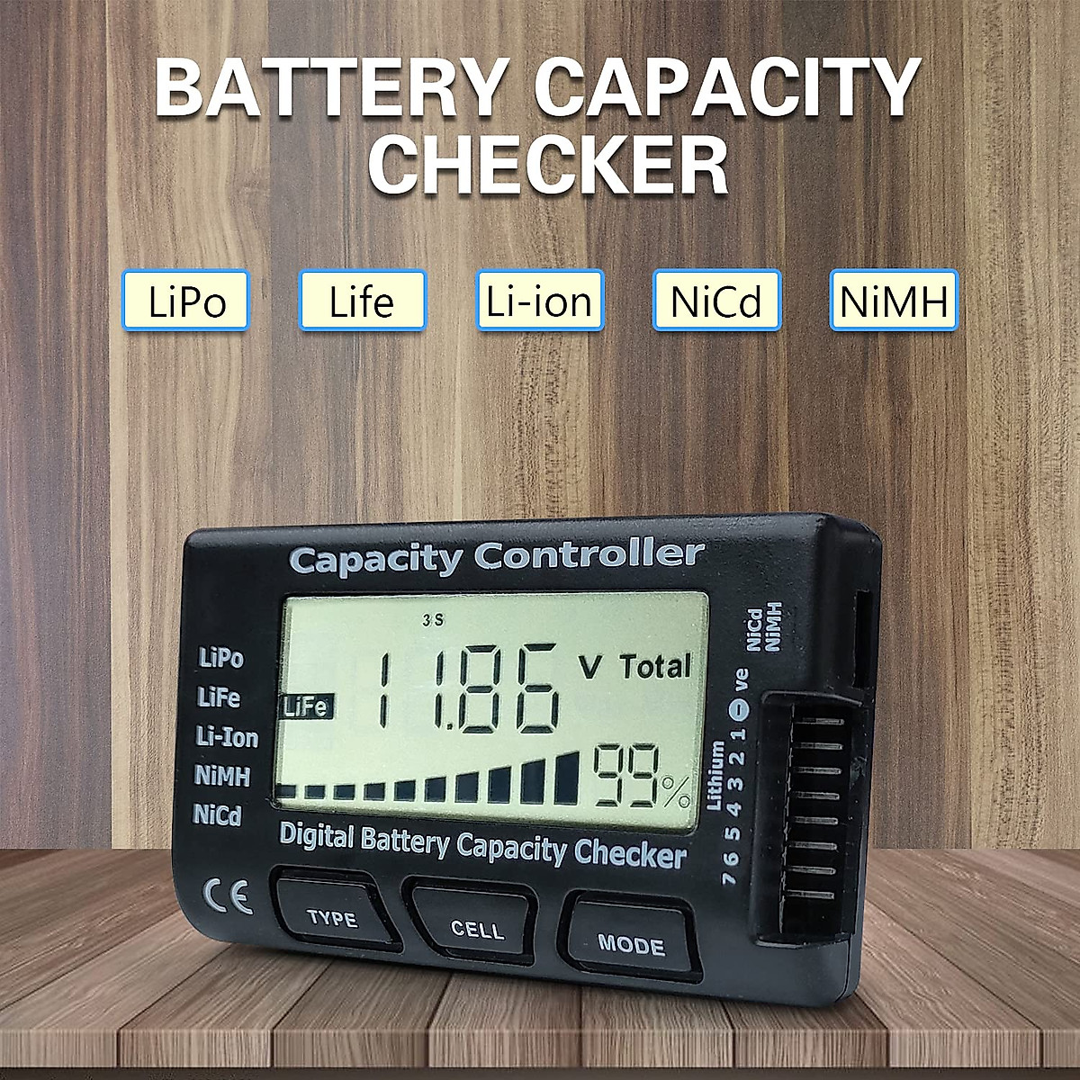 SUPULSE Battery Tester Digital Battery Capacity Checker Controller Tester Voltage Tester for LiPo/Life/Li-ion/NiCd/NiMH Battery Capacity Controller