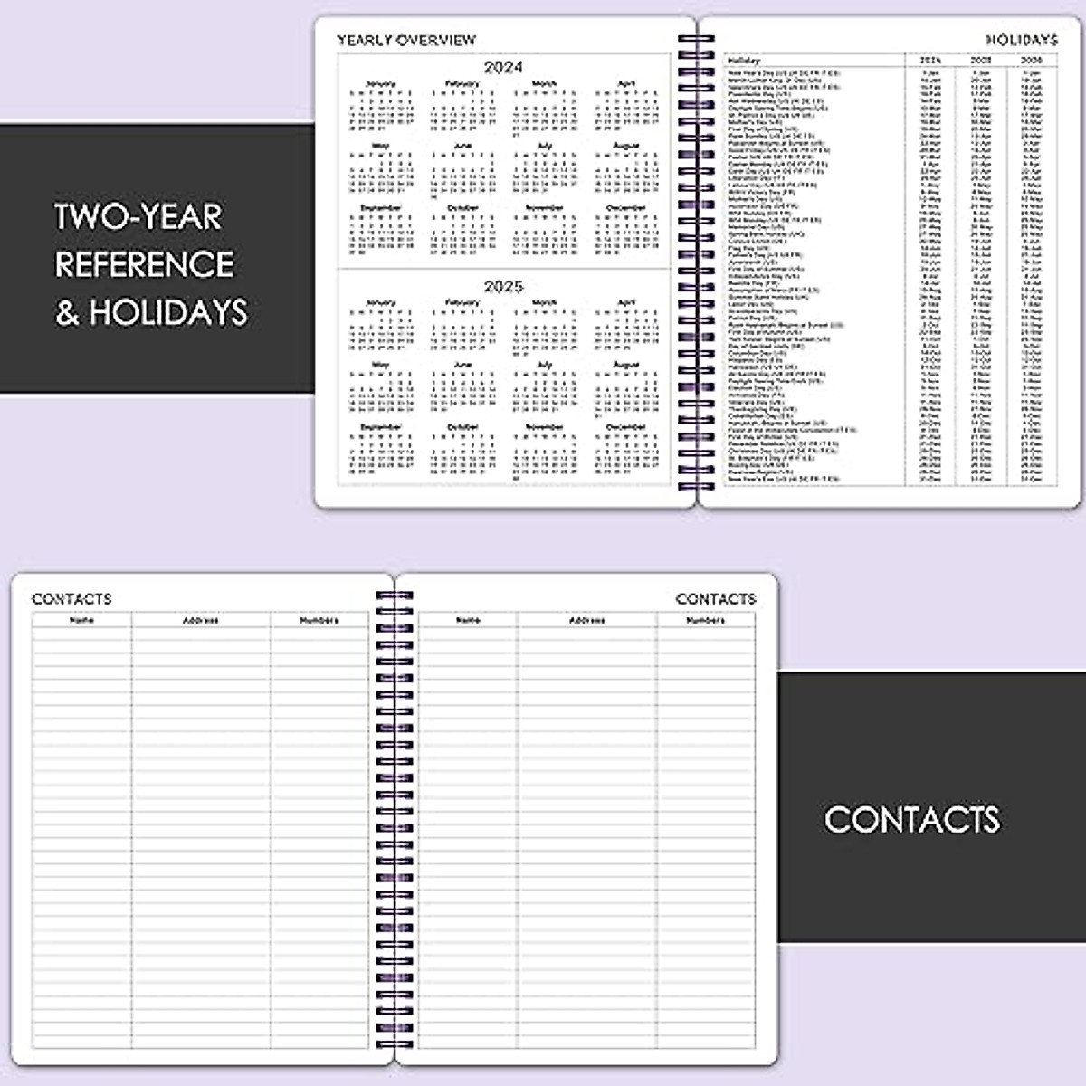 2024 Planner - 2024 Planner Spiral Bound, Jan. 2024 - Dec. 2024, 8”× 10”, 2024 Weekly & Monthly Planners for Women/Man with Printed Monthly Tabs, Strong Twin-Wire Binding, Waterproof Cover