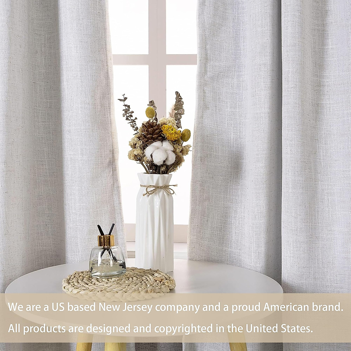 DriftAway Twist Tab Linen Textured Lined Thermal Insulated Blackout Linen Curtains Solid Farmhouse and Modern Rustic Curtains for Living Room Bedroom 2 Panels 52 Inch by 84 Inch Ivory