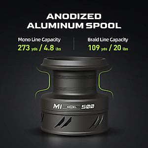 HANDING M1 Spinning Reel, Freshwater Fishing Reels Spinning, 9+1 Ball Bearings, 26.5LBs Max Drag, 5.2:1 Gear Ratio, Graphite Frame, CNC Aluminum Spool, 500 to 5000 Series, Handle Interchangeable