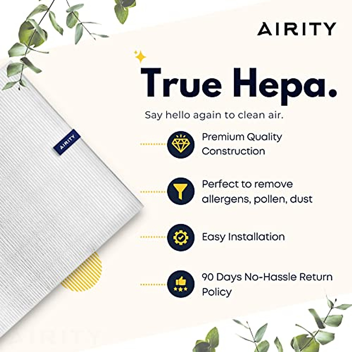 Airity 115115 Size 21 Replacement Filter A Compatible with Winix C535 Replacement Filter and Winix Filter A (2 Pack)