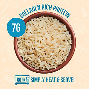 A Dozen Cousins Rice Cooked in Bone Broth Microwaveable Rice Packets | 7g Protein | Contains Collagen (Sea Salt, 8 Pack)
