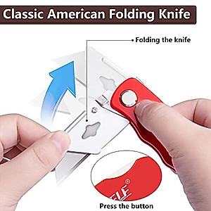 DIYSELF 4 Pack Folding Utility Knife, Box Cutters with 10 Blades, Quick Change Blades Utility Knives, Razor Knife with Belt Clip, Box Cutter Knife for Cardboard, Drywall, Carpet, Razor Knife Utility