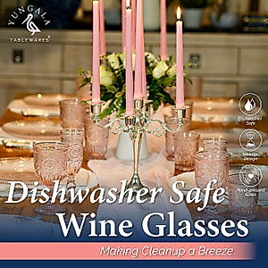 Yungala Pink Glassware Set of 6 Pink Wine Glasses and 4 Glass Plates - Vintage Wine Glasses with Hobnail Plates - Matching Pink Glassware Sets for Easter