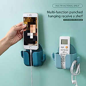 XIAOMEIO Wall-Mounted Storage Boxes No Punching Storage Rack Remote Control Panel Storage Organizers Durable Rubber Storage Boxes, White, One Size