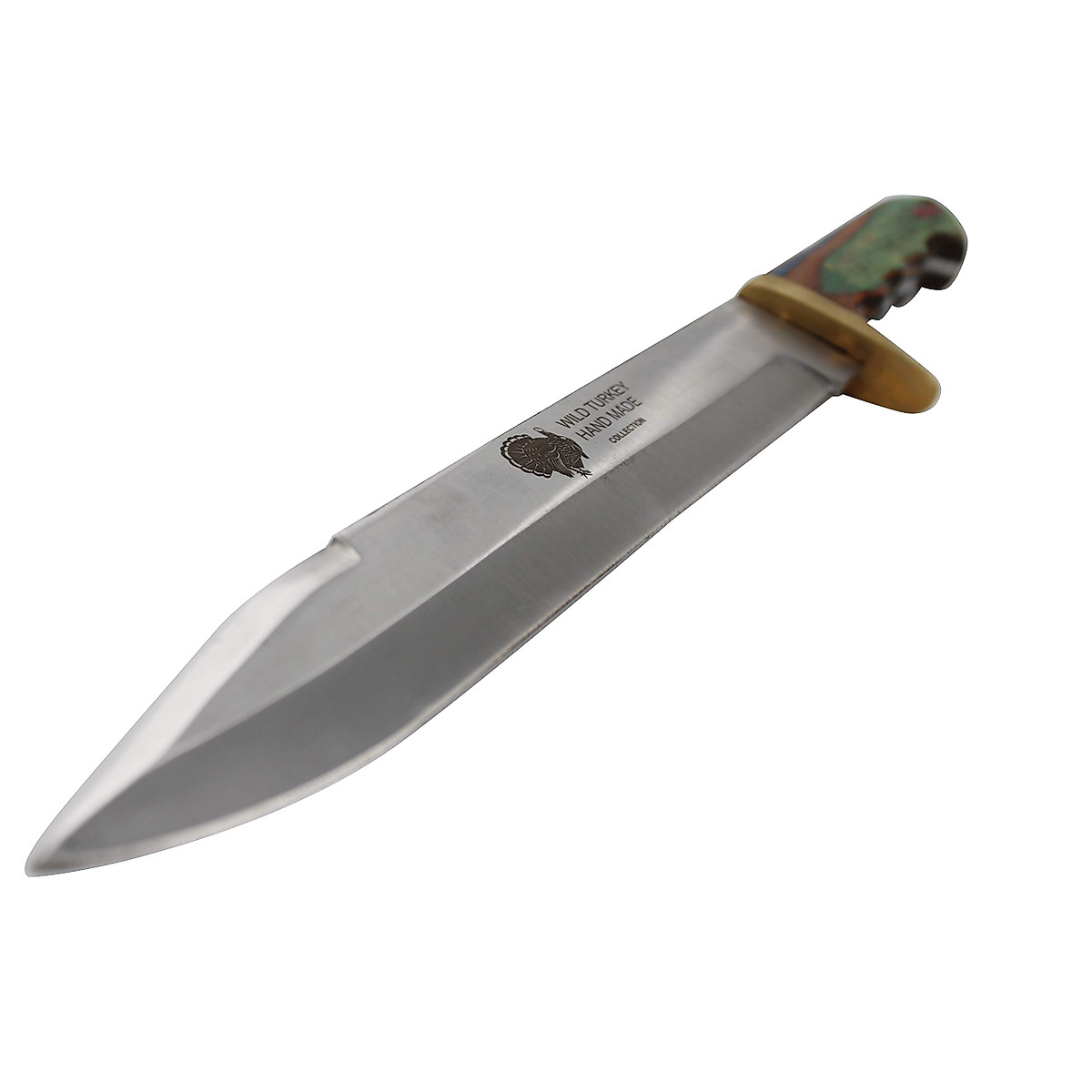 Wild Turkey Handmade Collection 17.25" Fixed Blade Hunting Knife w/Leather Sheath (COLORED WOOD)