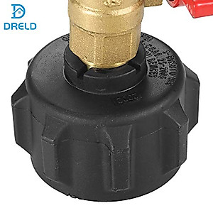 DRELD QCC1 Propane Refill Adapter with ON-Off Control Valve for 1 LB Tanks, Low-Pressure QCC1/Type1 Propane Adapter 1lb to 20lb for Camping Grill Bottle Tank from 20-40LBS Cylinder