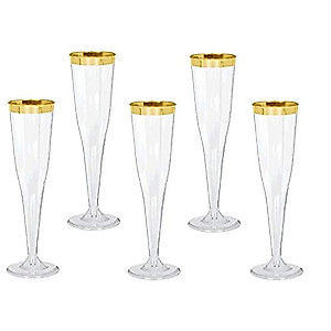 Oojami 30 pc Gold Rimmed Clear Classicware Glass Like Champagne Toasting Flutes