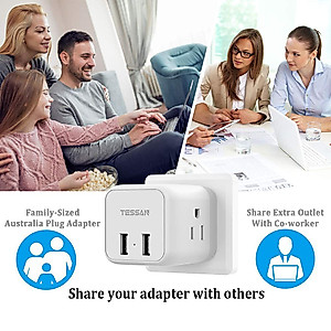TESSAN South Africa Power Adapter, Type M Travel Adapter Plug with 3 US Outlets and 2 USB Ports, US to South Africa Plug Adapter Botswana - Safe Grounded