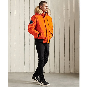 Superdry Mens Everest Bomber Jacket, Zip And Popper Fastening Orange Size M