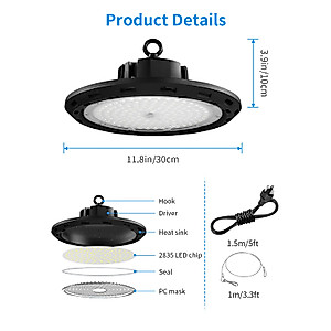 LED Garage Light, 185W 18500LM Plug in LED Shop Light, Linkable Garage Light with Plug Deformable 6 Panels, 6500K LED Garage Ceiling Lights for Garage, Warehouse, Barn, Basement Built-in ON/Off