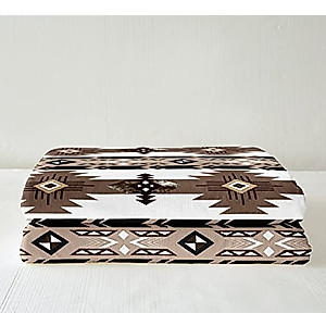 Erosebridal Southwestern Throw Blanket 90"x90" Bohemian Geometric Fleece Blanket,Ethnic Tribal Arrow Blanket Western Blanket,Country Decor Western Room Decor for Bedroom Western Bedroom Decor Brown