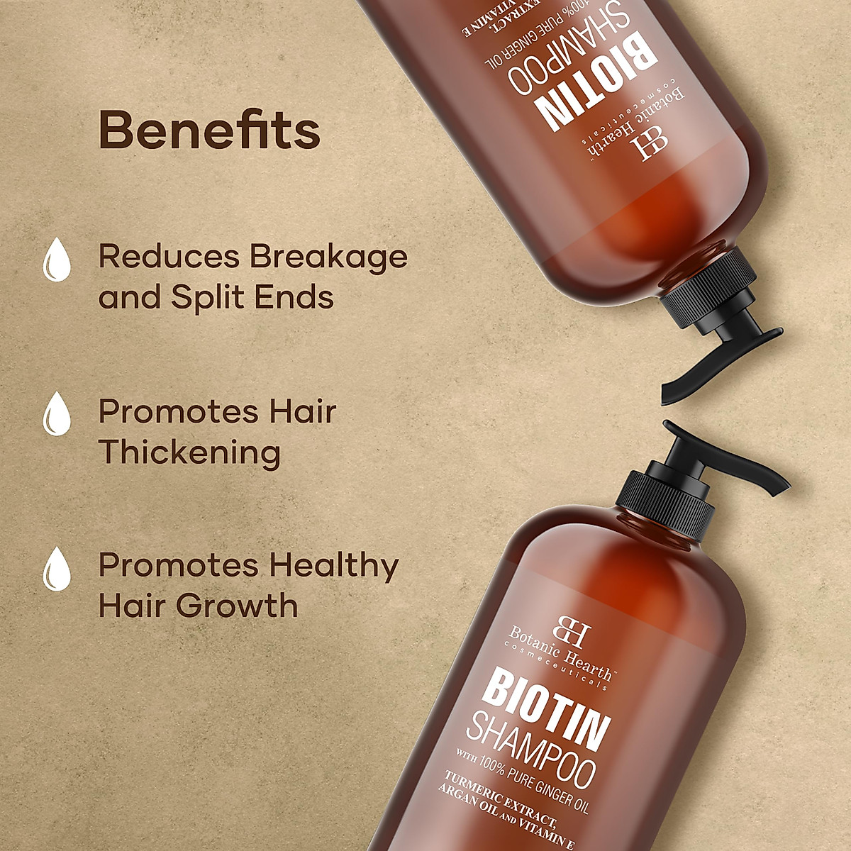 Botanic Hearth Biotin Shampoo - 16 fl oz - Promotes Thicker, Fuller Hair - Hydrating & Nourishing Formula for Stronger Hair Growth - Sulfate-Free, Paraben-Free, Safe for All Hair Types