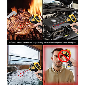 Infrared Thermometer Temperature Gun -58°F ~932°F, Digital Laser Thermometer Gun for Cooking, Pizza Oven, Grill & Engine, IR Thermometer Temp Gun with Adjustable Emissivity & Max-Min Measure