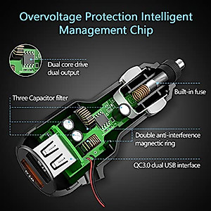 Radar Detector Power Cord,for Uniden Escort Valentine Beltronics Passport Cobra etc Radar Detector,with Dual USB QC3.0 Quick Charger (RJ11)