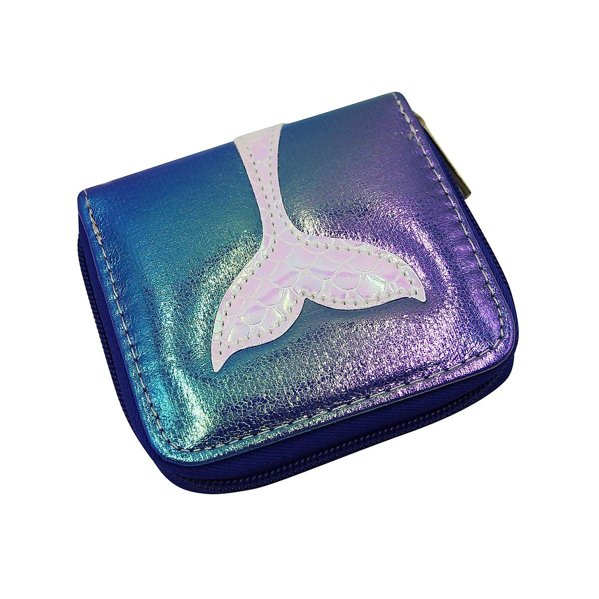 RARITYUS Mermaid Scale Purse Credit Card Holder PU Leather Wallet with Zipper for Women Girls