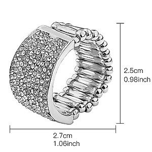 Nicole Miller New York Silvertone Adjustable Stretch Full Loaded Crystal Rhinestones Ring