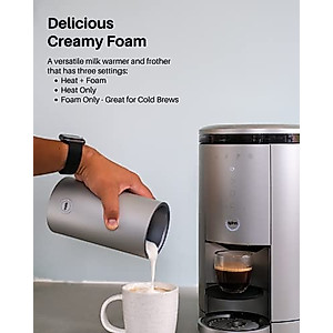 Spinn Milk Frother, Automatic Coffee Foam Maker for Latte, Cappuccino or Cold Brew, An At Home Barista Style Accessory Compatible with Spinn Coffee Machine (Silver)