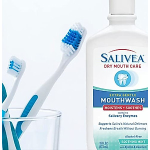 SALIVEA Dry Mouth Mouthwash - Soothing Mint Mouthwash with Natural Salivary Enzymes - Gentle Mouthwash to Aid Dry Mouth Care - Breath Freshener & Dry Mouth Treatment - Mint Flavor (2 Pack)