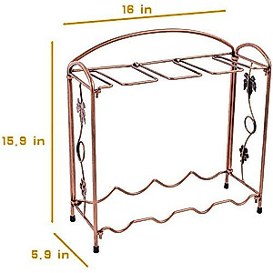 Huanxin Wine Rack Countertop, Tabletop Wine Rack Metal, Wine Bottle Holder, Hold 4 Bottles Wine Holder and 8 Glasses, Easy Assembly,Gold