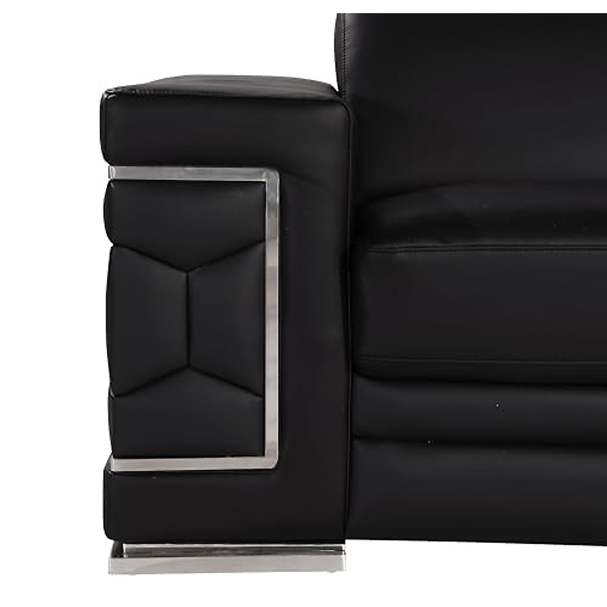 Blackjack Furniture Soren Genuine Leather Upholstered Loveseat with Adjustable Headrests, Solid Brazilian Wood Frame and High Density Foam Cushioning, Black