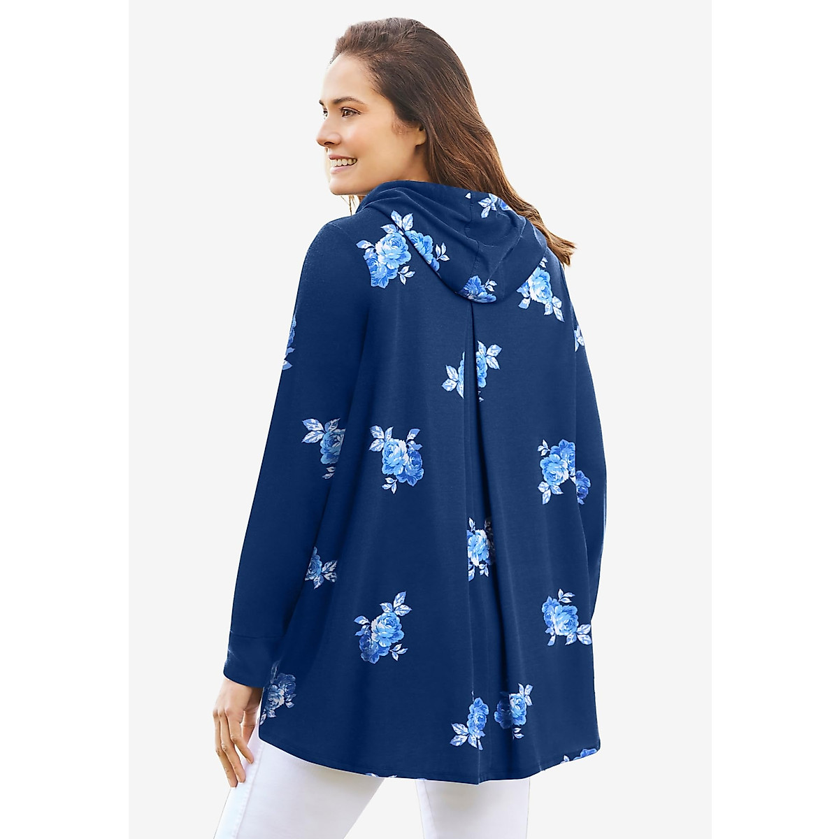 Woman Within Women's Plus Size Cloud Bliss Pleat-Back Swing Sweatshirt - 1X, Black