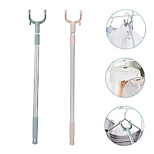 VOSAREA 2pcs Ceiling Hook Heavy Duty Clothes Hanger Rack Outdoor Hanging Hooks Clothes Reaching Rod Cloths Lines for Outside Clothes Reaching Rods Clothes Reach Pole Closet Pole Outrigger