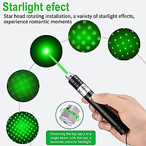 Long Range Green Laser Pointer High Power, Strong Laser Pointer Pen,2000 metres Powerful Tactical Green Lazer Pointer Light Rechargeable, Star Cap Adjust for Astronomy Hiking, Cat Laser Toy USB Charge