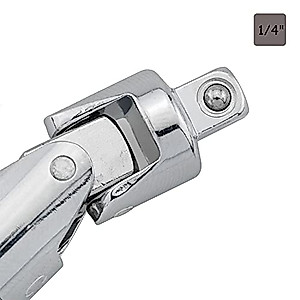 CHENJIN Universal Joint Socket 2PCS 1/4 Inch Drive Spring Loaded Swivel Socket Adapters