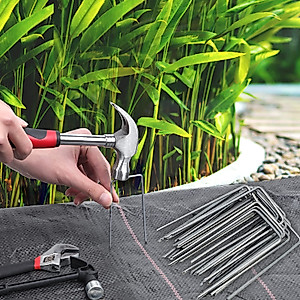 Whonline 100pcs Landscape Staples 4 Inch 11 Gauge Heavy Duty Galvanized Garden Stakes, Drip Irrigation Stakes for Securing Irrigation Tubing Fabric Weed Barrier Ground Sheets