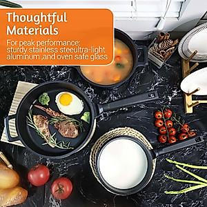 Wodillo Cookware Set, Pots and Pans with Utensils, Nonstick Scratch Resistant Cooking Surface Compatible with All Stoves(Gas, Electric & Induction) - Black