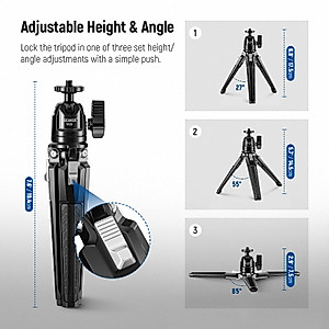 NEEWER Mini Metal Table Tripod with 360° Ball Head, Supports Vertical Recording and Handle, Portable Travel Tripod with 1/4 Inch Screw for Camera Mobile Phone Action Cam, Max. Load 3 kg, TP29