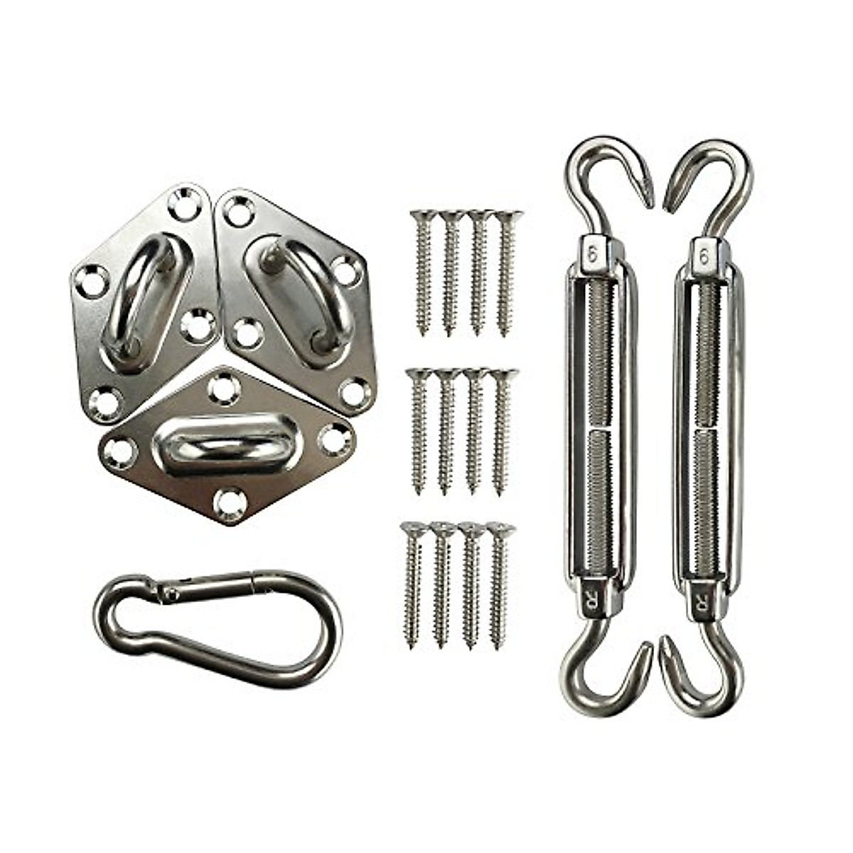 COSCOOL Shade Sail Hardware Kit for Sun Shade Sails Stainless Steel Installation Hardware Kit (6-inch Triangular)