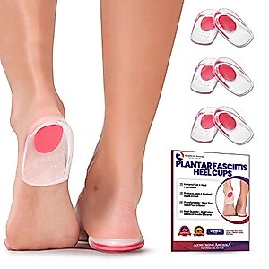 Heel Cups Plantar Fasciitis Inserts - Silicone Pads for Bone Spurs Pain Relief Protectors of Your Sore or Bruised Feet Best Insole Gels Treatment by Armstrong Amerika (Small)