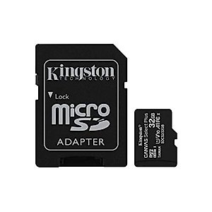 Kingston 32GB microSDHC Canvas Select Plus 100MB/s Read A1 Class10 UHS-I Memory Card + Adapter (SDCS2/32GB)