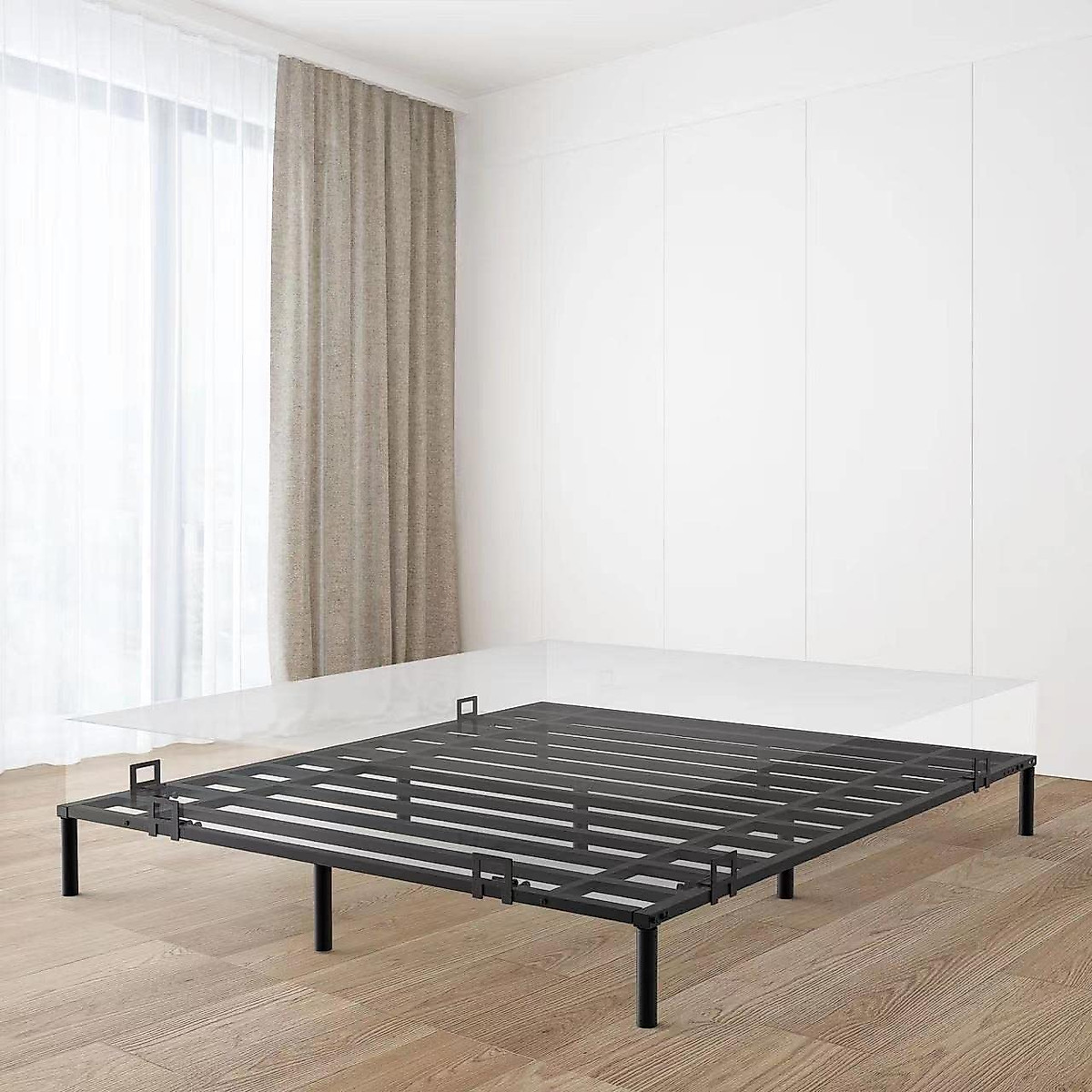 Xeitive Non Slip Mattress Gaskets for Bed Frame, 6 pcs Mattress Holder in Place Gripper, Anti-Slip Baffle Fit for Metal Bed Frames, Easy to Installation Metal Pad Gripper, Black