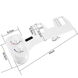 Absbidet Attachment for Toilet, Double Knob Toilet Bidet with Self Cleaning Function, Simple Installation ABS Attachment Single Nozzle Bidet for 2 Piece Toilet(G1/2)
