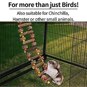 FrgKbTm Bird Parrot Ladder Swing Bridge Natural Wooden Pet Hanging Chewing Toy Bird Cage Accessories for Hamster, Lovebirds, Conures, Macaws, Lovebirds, Finches (1pc 10 ladders 18.1 inches)
