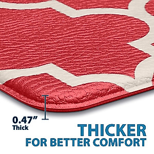ComfiLife Kitchen Mats for Floor (2 PCs) – Cushioned Anti Fatigue Kitchen Rug for Comfortable Standing – Waterproof, Easy Clean, Non-Slip, Thick Kitchen Mat Set for Home, Office, Sink, Laundry (Red)